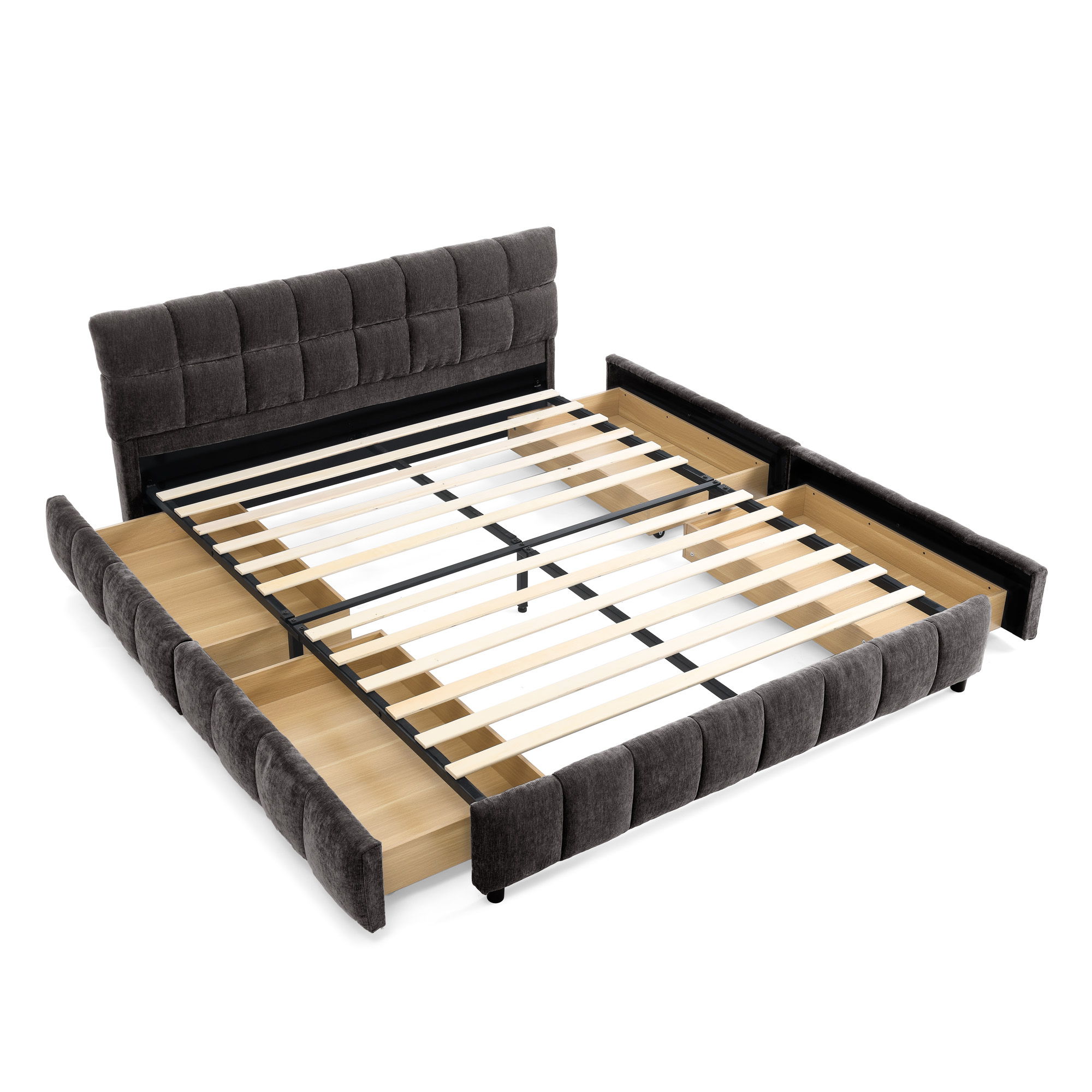 FlexShopper - Modern Upholstered Queen Size Bed Frame With Storage ...