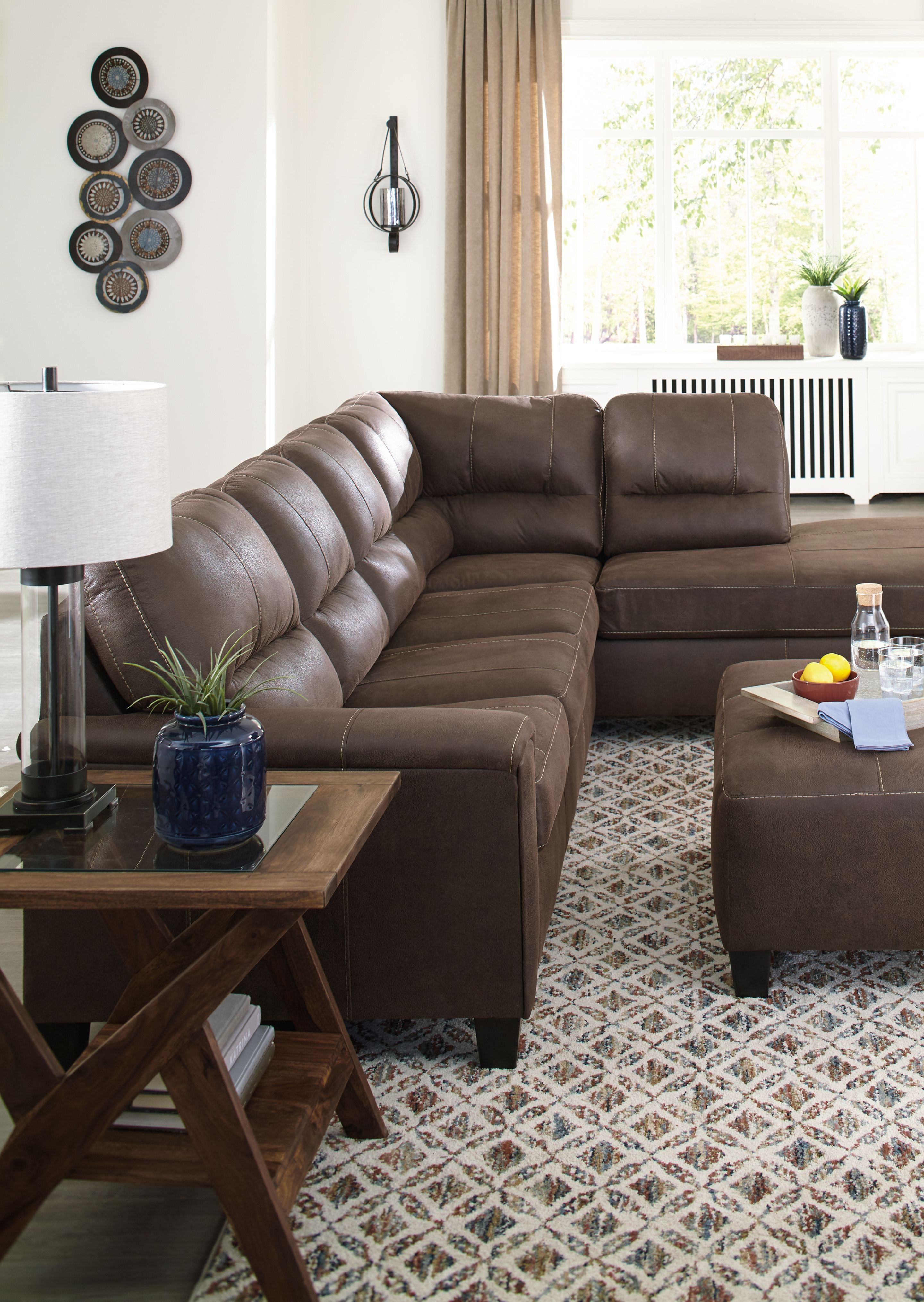 Ashley Navi Fossil 2 Piece Sectional Sofa With Raf Corner Chaise Big Barn Home Center