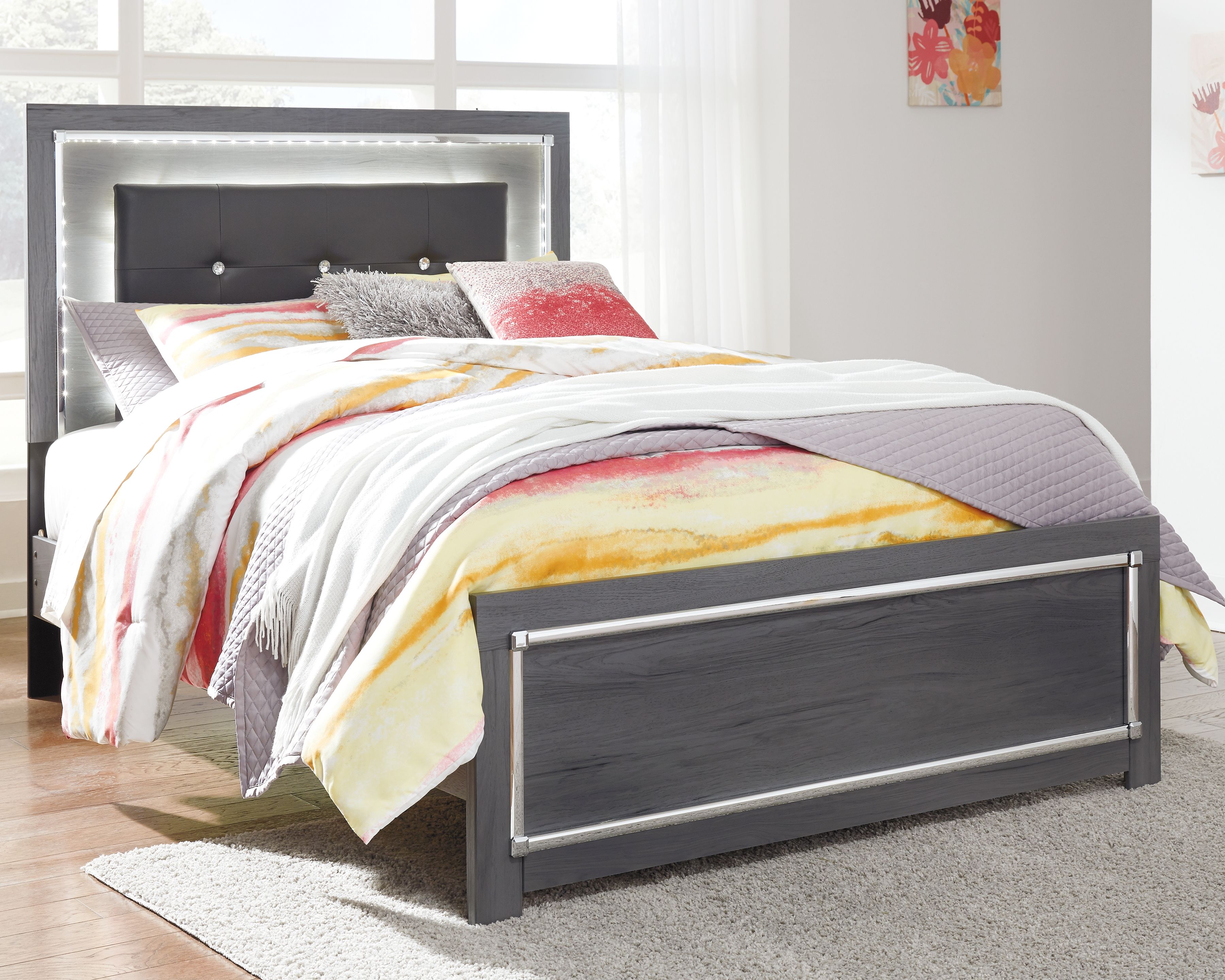 Ashley Lodanna Gray Full Panel Bed With Storage FurnitureDepotOhio